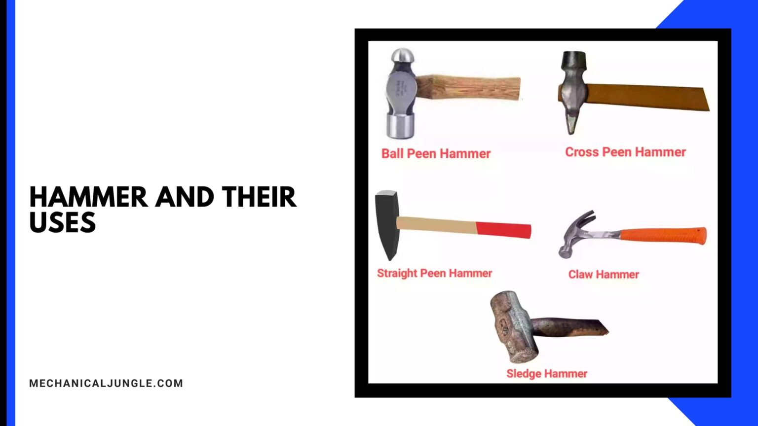 Hammer and Their Uses | Parts of Hammer | 51 Types of Hammers